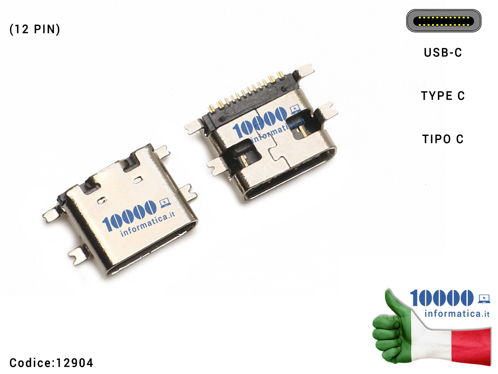 12904 Connettore di Alimentazione 12904 Tipo C (12 PIN) USB-C DC Po...